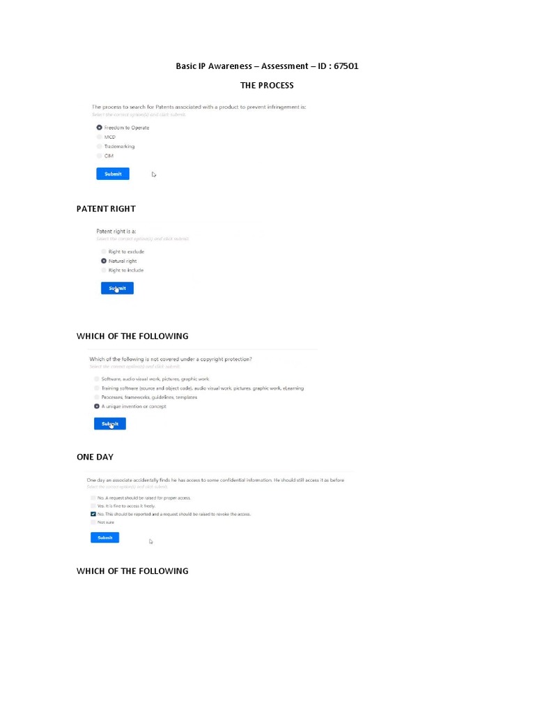 Basic IP Awareness - Assessment - ID 67501 | PDF