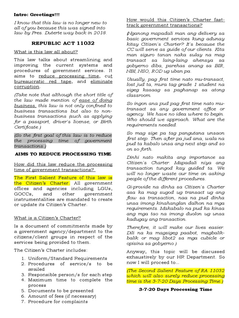 Republic Act 11032: Intro: Greetings!!! | PDF | Public Sphere | Policy