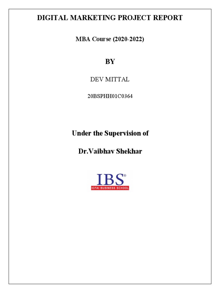 Digital Marketing Project Report | PDF | Popular Culture & Media ...