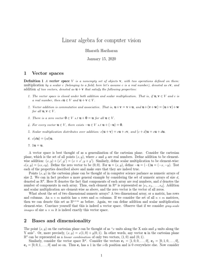 Linear Algebra Tutorial | PDF | Matrix (Mathematics) | Eigenvalues And Eigenvectors