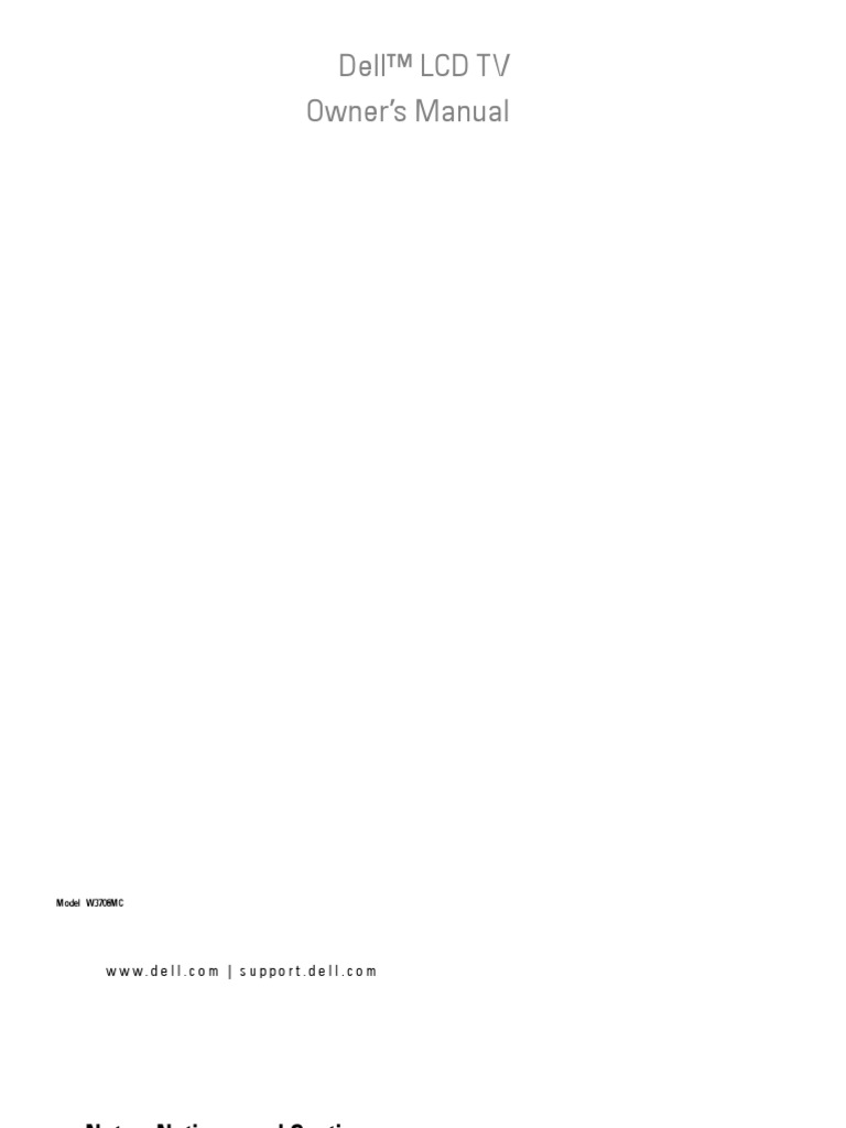 Dell Manual w3706mc LCDTV | PDF