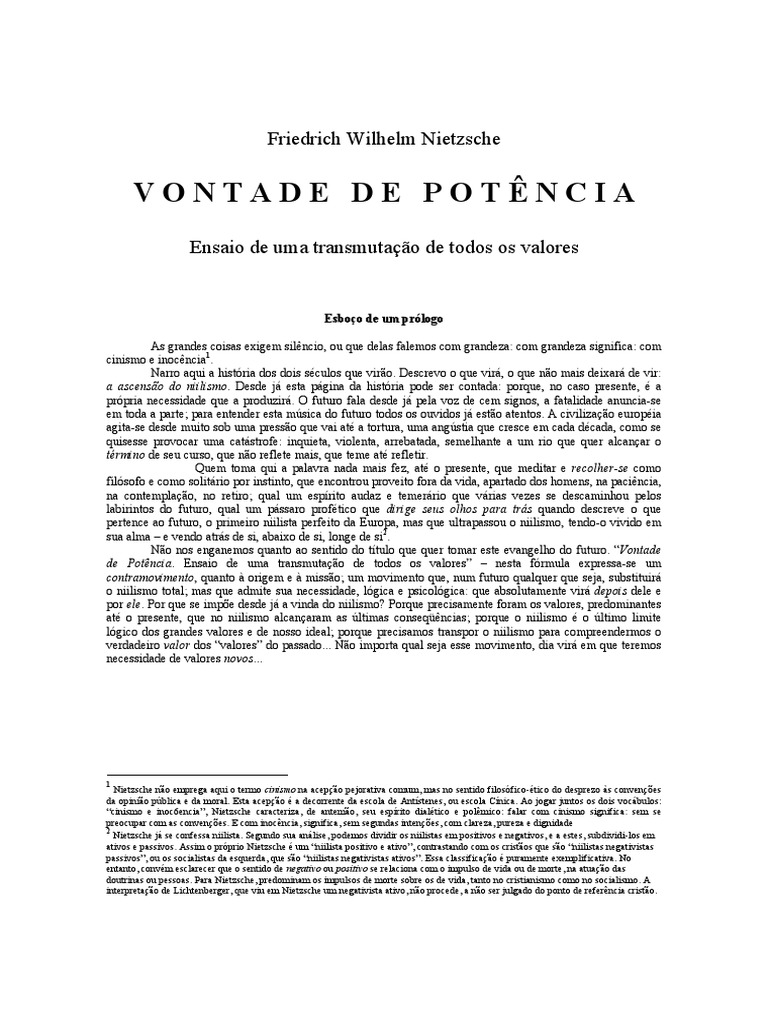 Friedrich Nietzsche - Vontade de Potência | PDF