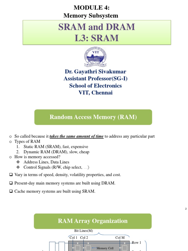 Sram and Dram L3: Sram: Memory Subsystem | PDF | Random Access Memory | Computer Memory