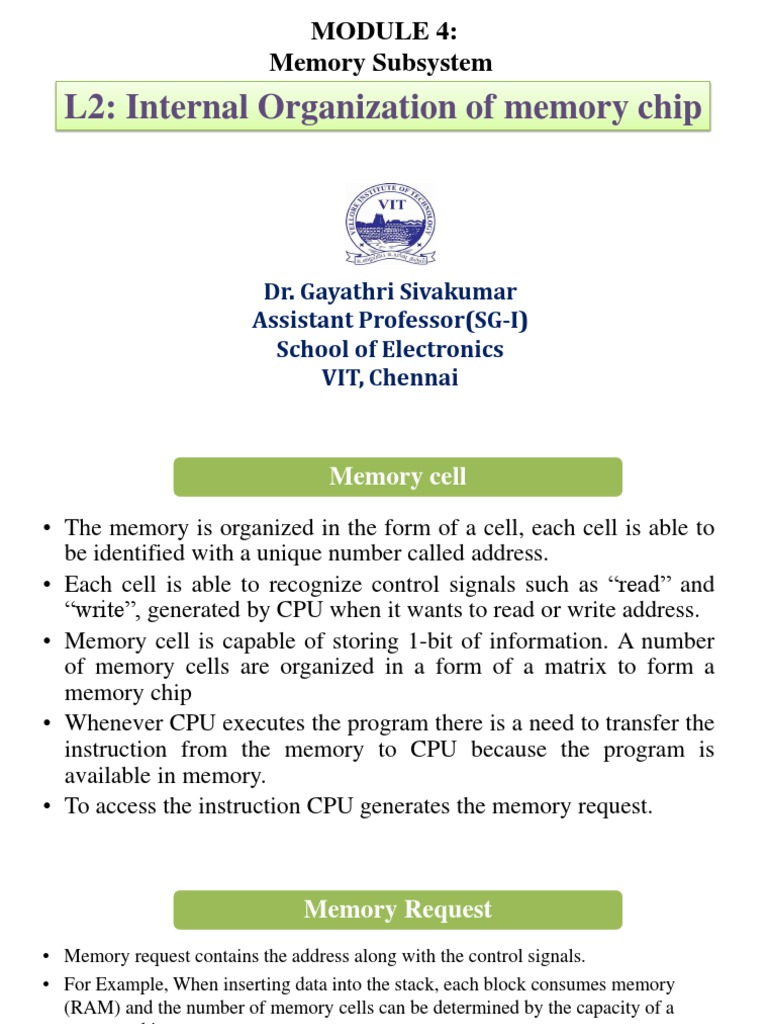 L2: Internal Organization of Memory Chip | PDF | Random Access Memory | Central Processing Unit