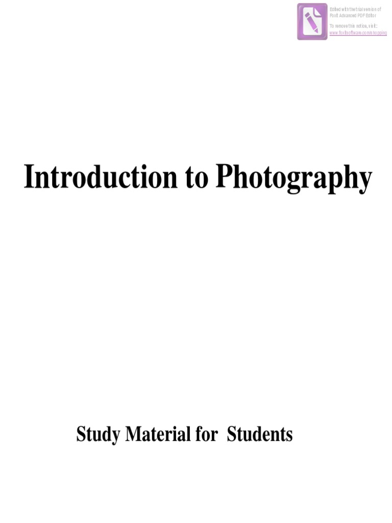 Introduction To Photography: Study Material For Students | PDF | Camera ...