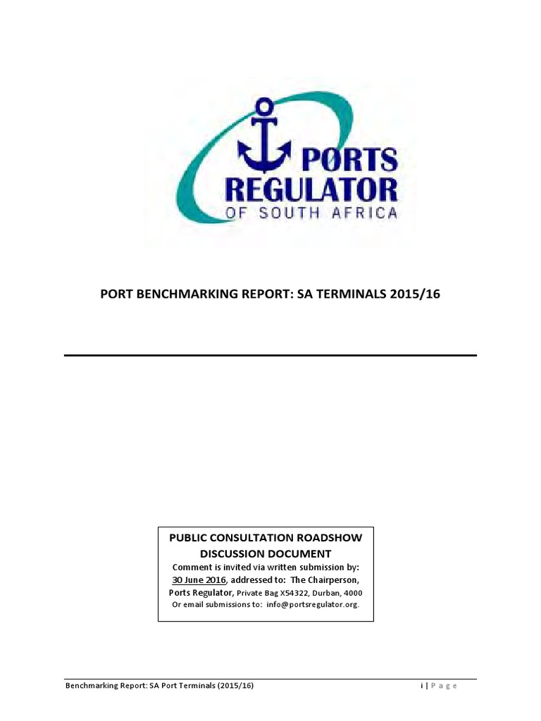 SA Port Benchmarking Report 2015 16 | Download Free PDF | Port | Transport
