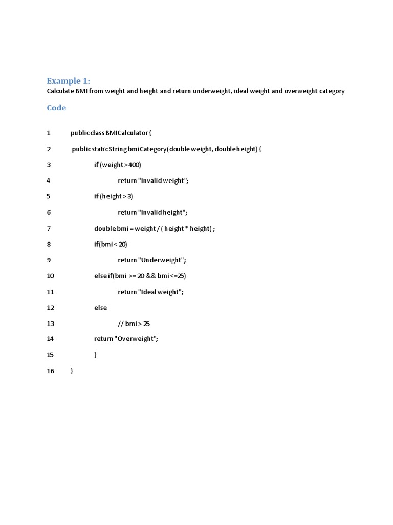 White Box Testing Example | PDF | Body Mass Index | Overweight