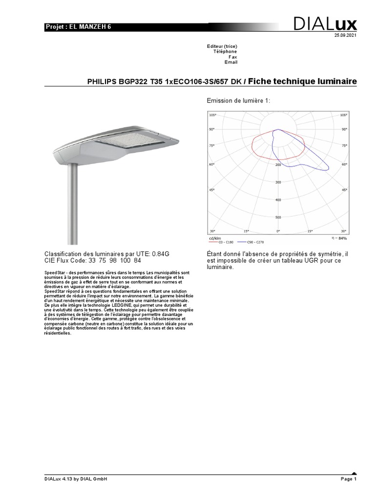 Éclairage public Philips SpeedStar | PDF | Éclairage | Conservation de ...