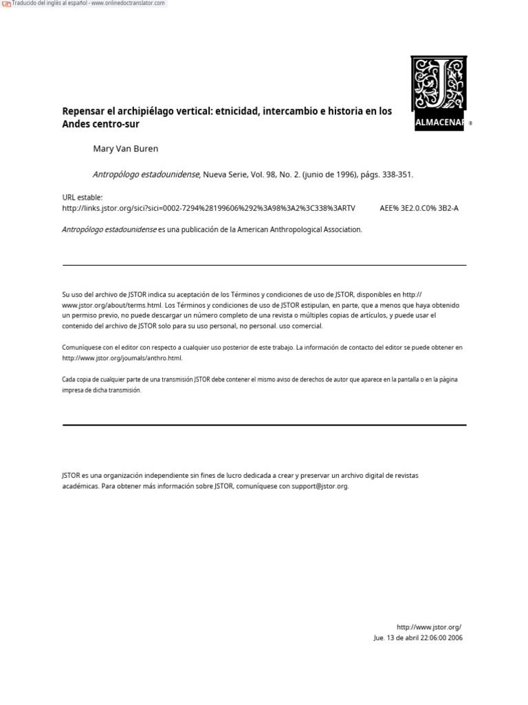 Van Buren 1996 - Rethinking The Vertical Archipelago - Resaltado | PDF ...