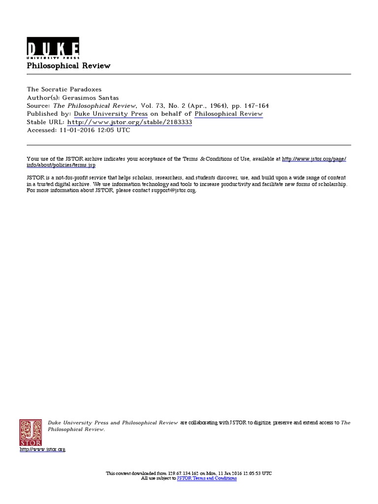 The Socratic Paradoxes | PDF | Plato | Knowledge