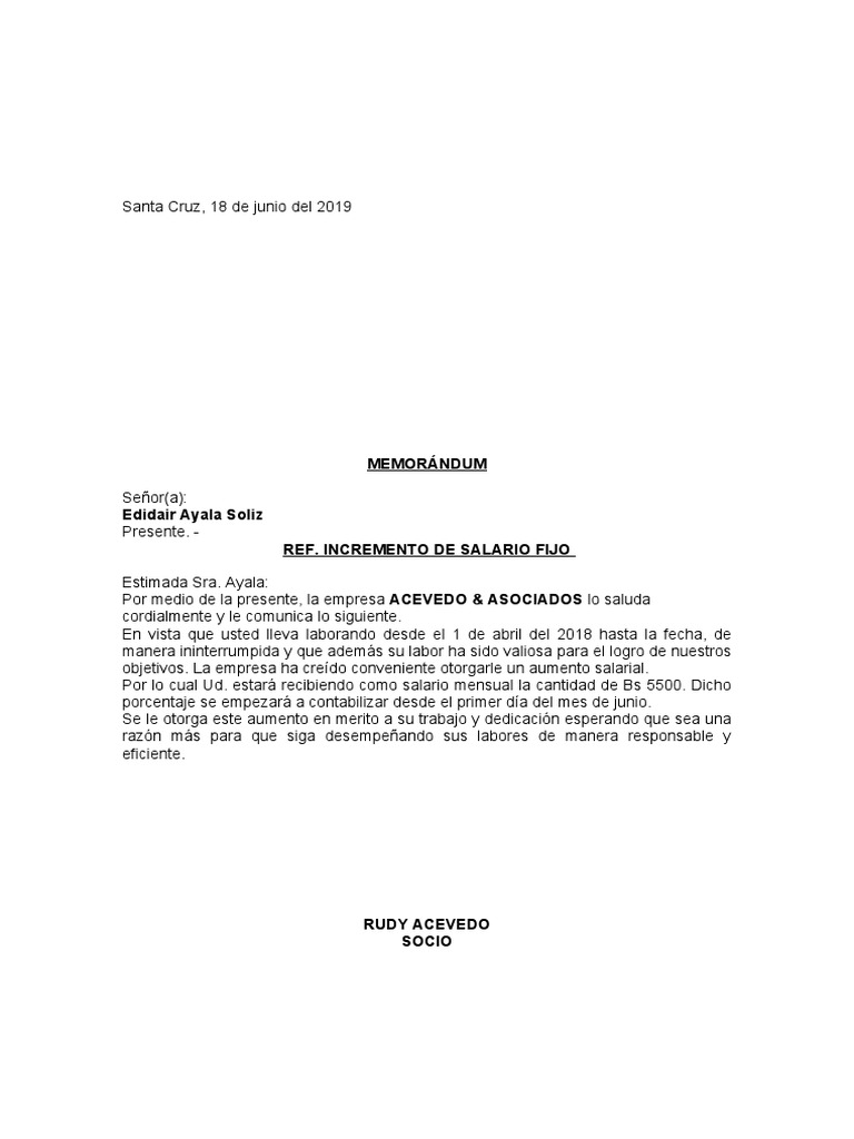 Aumento salarial por mérito a Edidair Ayala | PDF | Finanzas y dinero