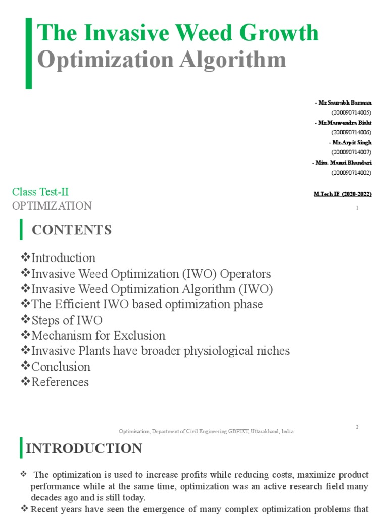 Invasive Weed Optimization Explained | PDF | Mathematical Optimization ...