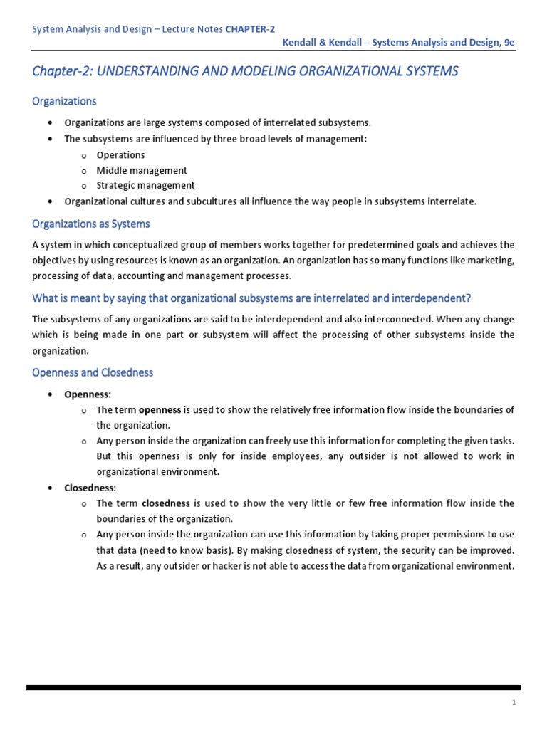 Chapter-2 - Uderstanding and Modeling Organizational Systems Handout ...