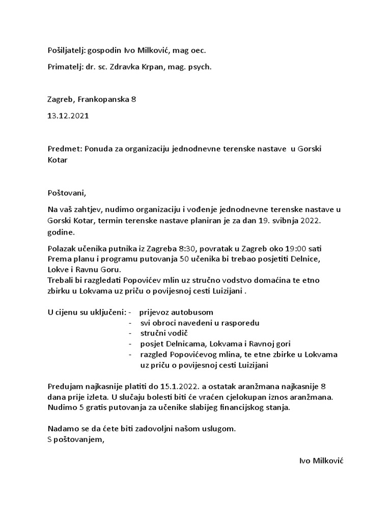 Poslovni Dopis | PDF