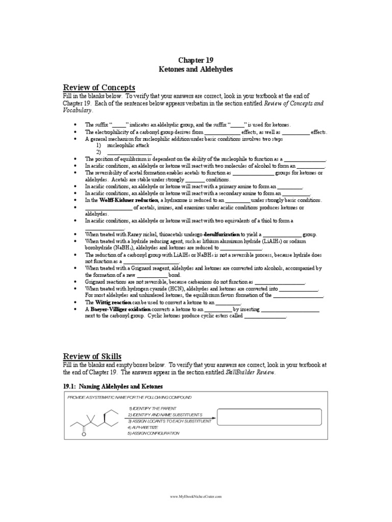 Ch 19 Practice Pdf Aldehyde Ketone