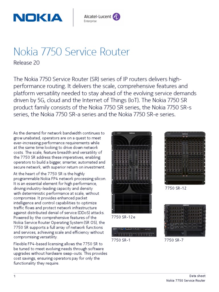1 Data Sheet Nokia 7750 Service Router | PDF | Networking ...