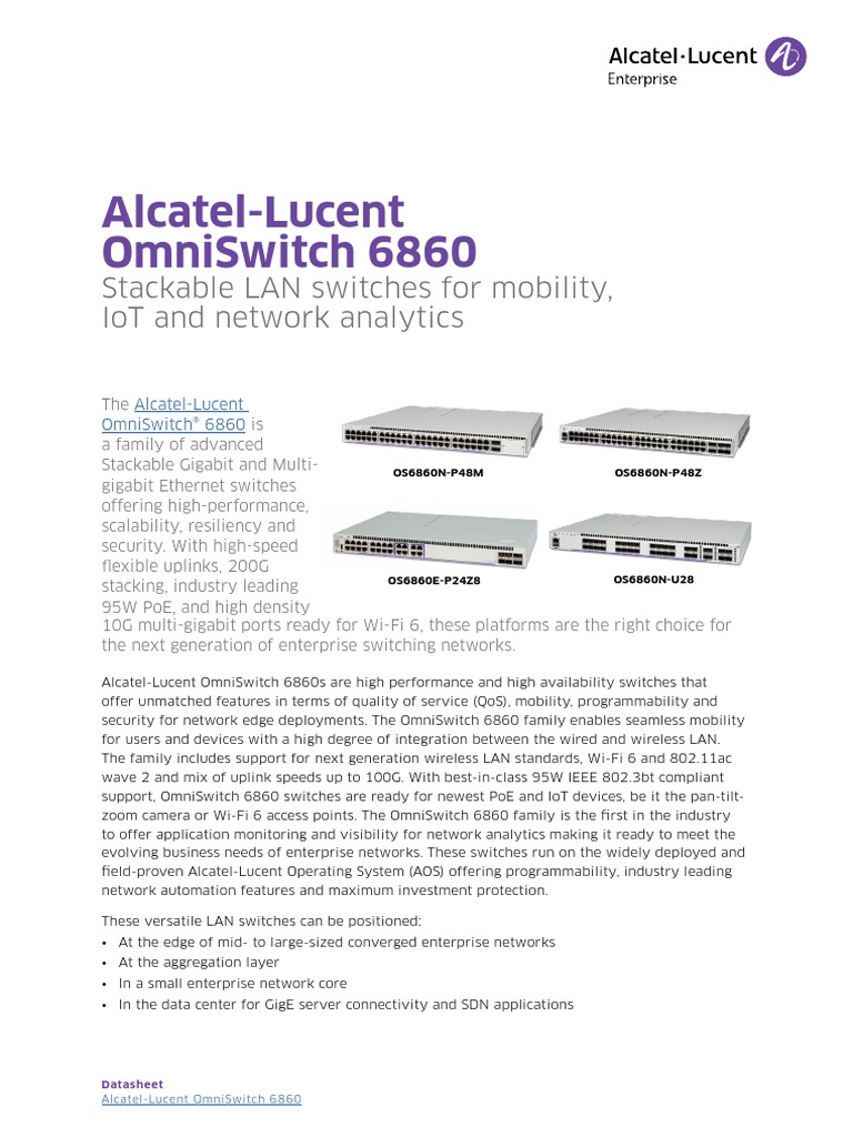 Alcatel-Lucent Omniswitch 6860: Stackable Lan Switches For Mobility ...