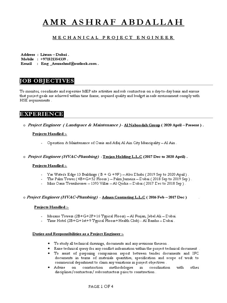 Amr Ashraf Abdallah C.V READ - Mechanical Engineer | PDF | Engineering