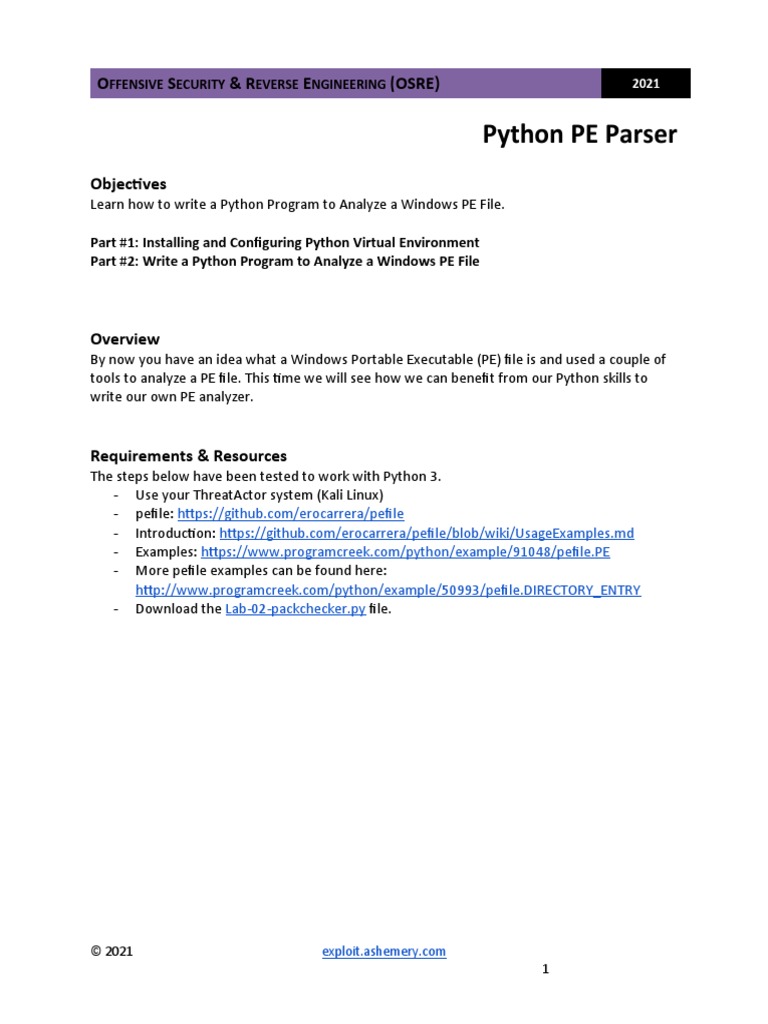 Lab 02 Python Pe Parser Pdf Python Programming Language Microsoft Windows 5029