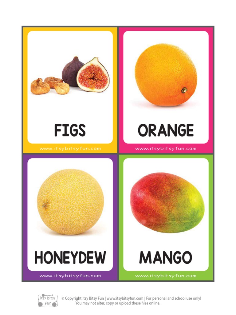 Fruit Flashcards With Real Life Photos | PDF | Fruit | Food Ingredients