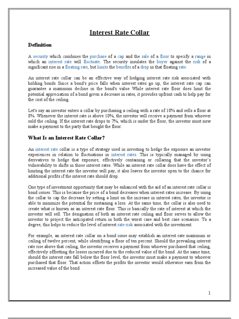 Interest Rate Collar | Download Free PDF | Interest | Hedge (Finance)