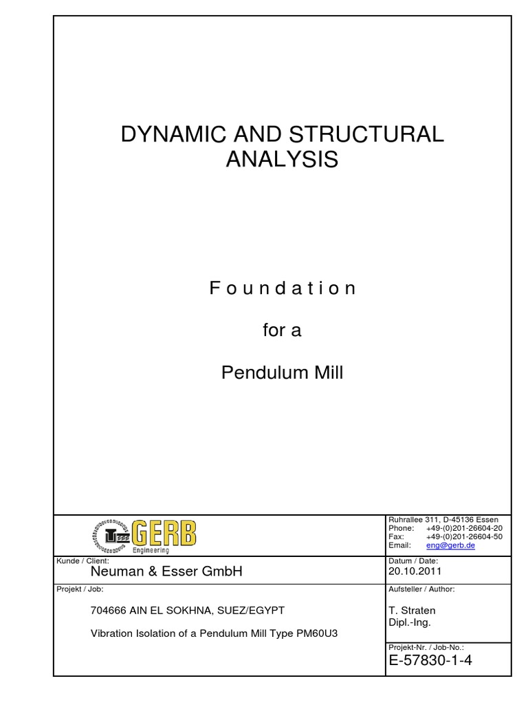 Dynamic and Structural Analysis: Foundation For A Pendulum Mill | PDF ...