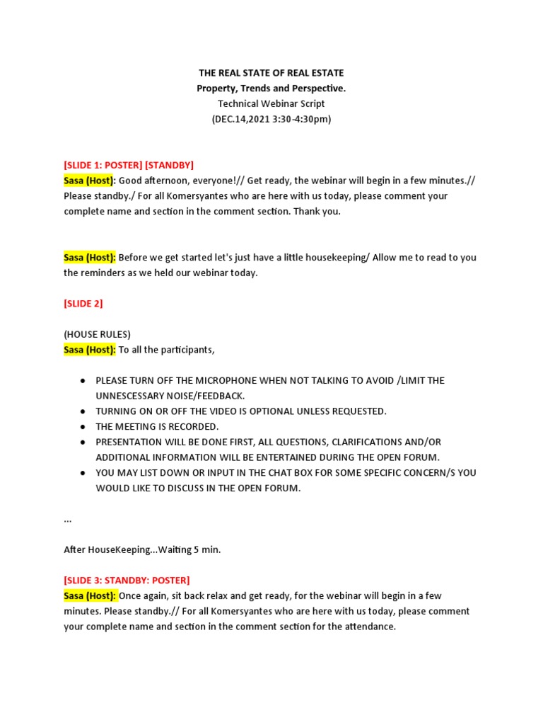 Webinar Script - Flow | Download Free PDF | Communication