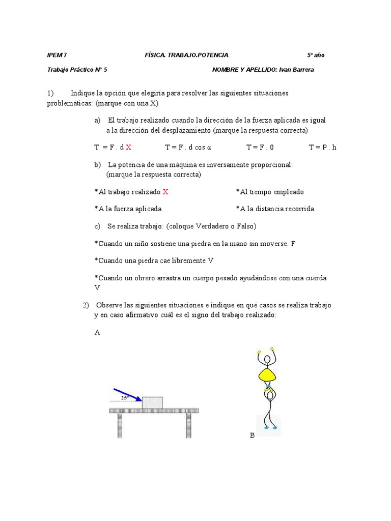 FISICA 5° A TP #5 Trabajo y Potencia | PDF | Tasas temporales | Fuerza