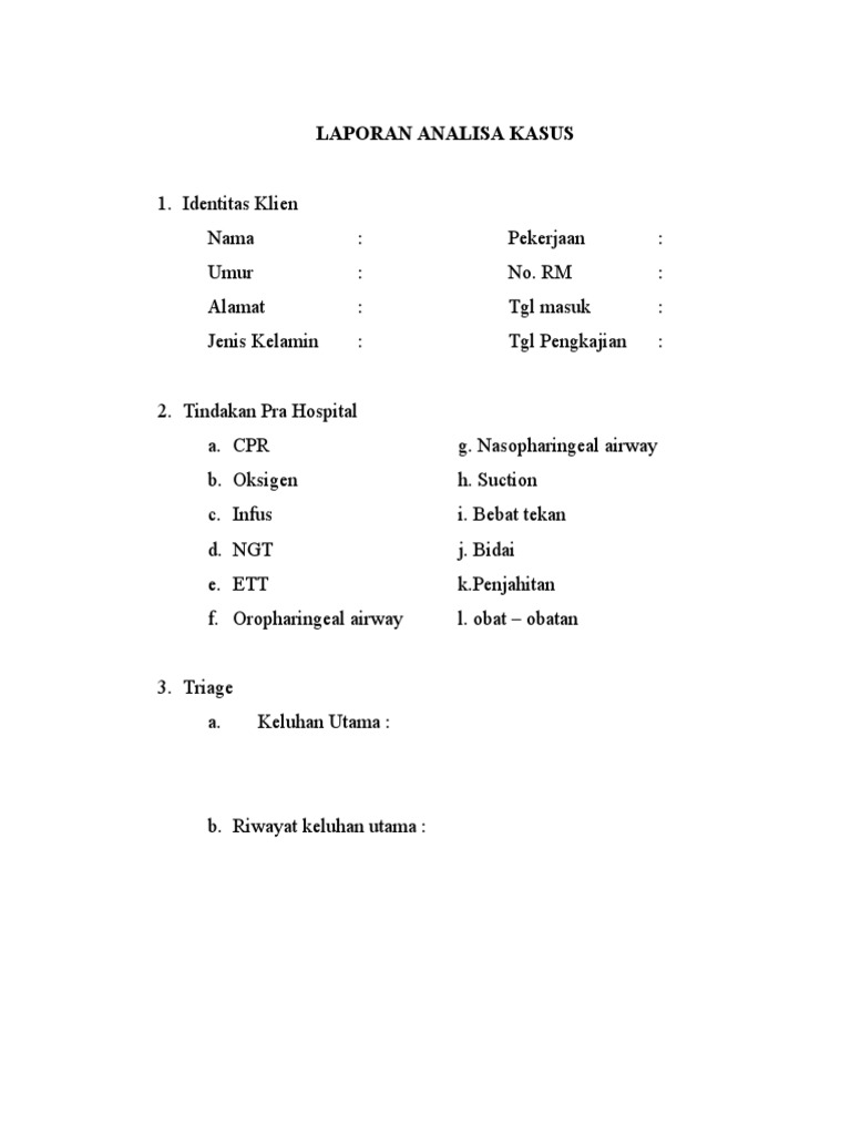 Format Laporan Analisa Kasus | PDF
