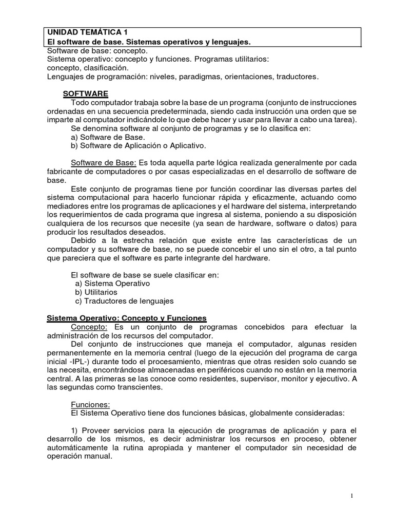 Tema 1 SW Base | PDF | Lenguaje de programación | Sistema operativo