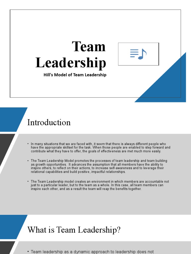 Hill's Team Leadership Model Explained | PDF | Leadership | Goal