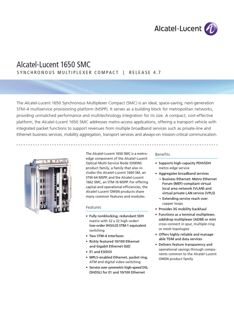 Alcatel-Lucent 1650 SMC: Synchronous Multiplexer Compact - Release 4.7 ...