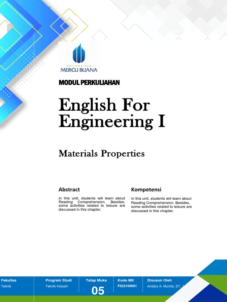 Modul 05 English For Engineering | PDF | Teachers | Educational Technology