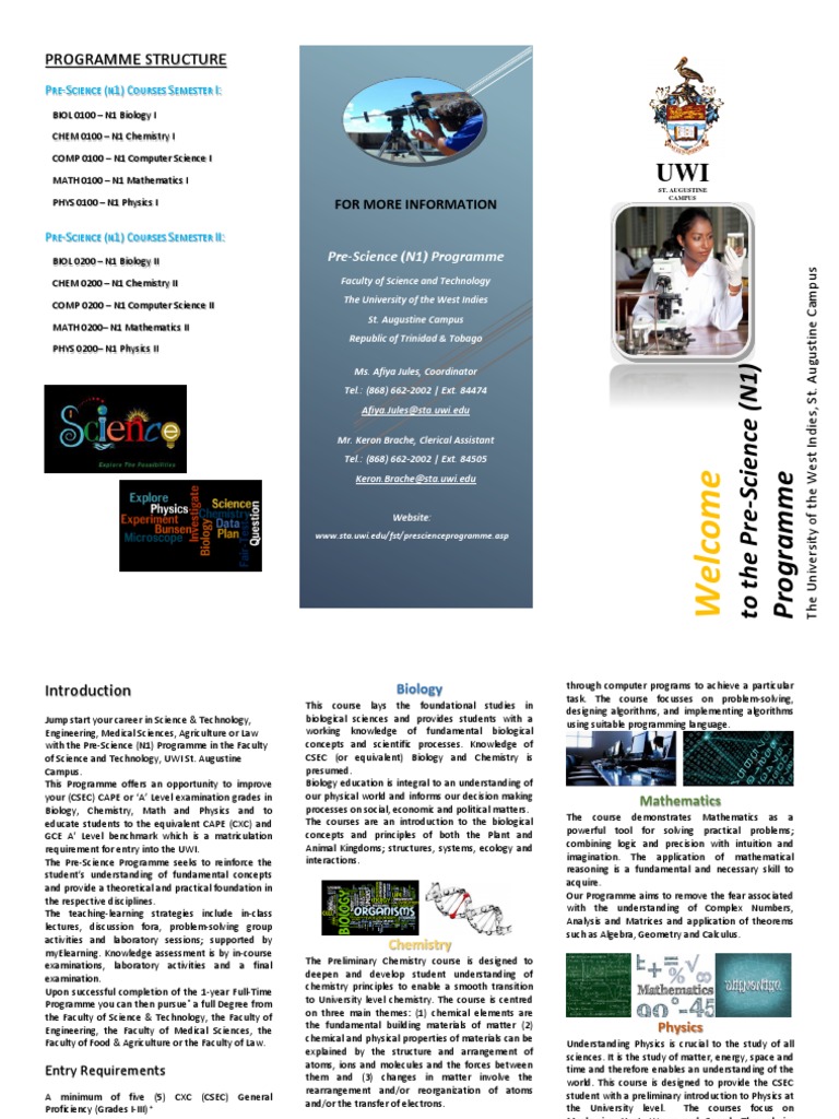 UWI Pre-Science Programme Jump Starts STEM Careers | PDF | Mathematics ...