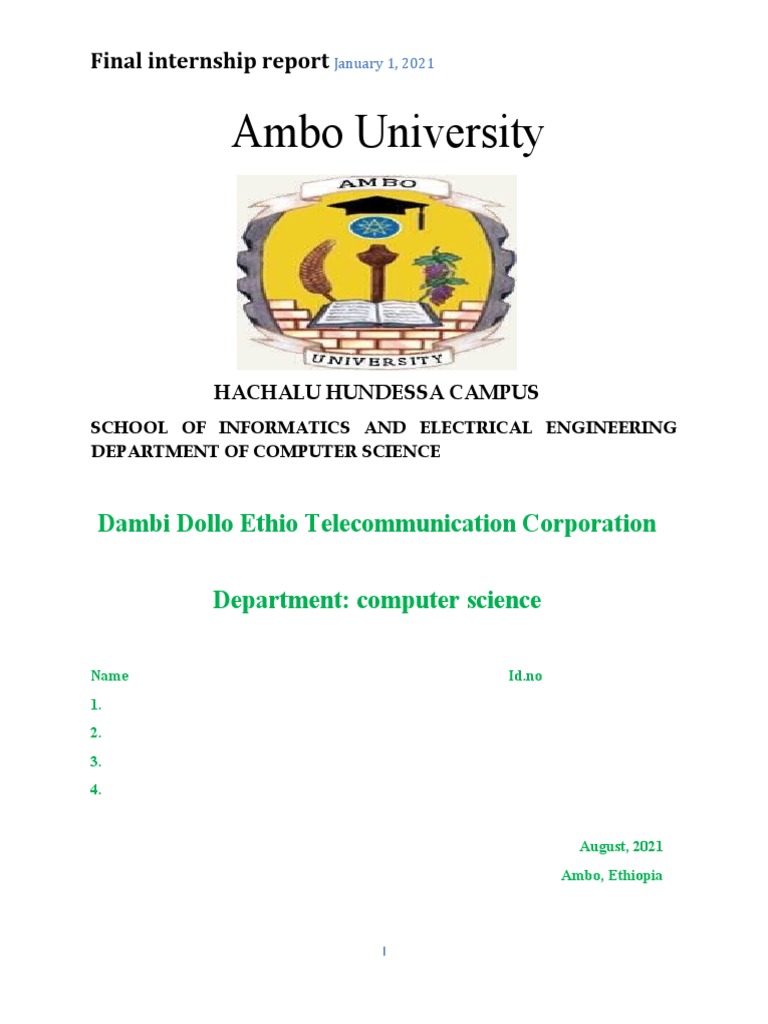 Ambo University: Final Internship Report | PDF | Computer Network ...