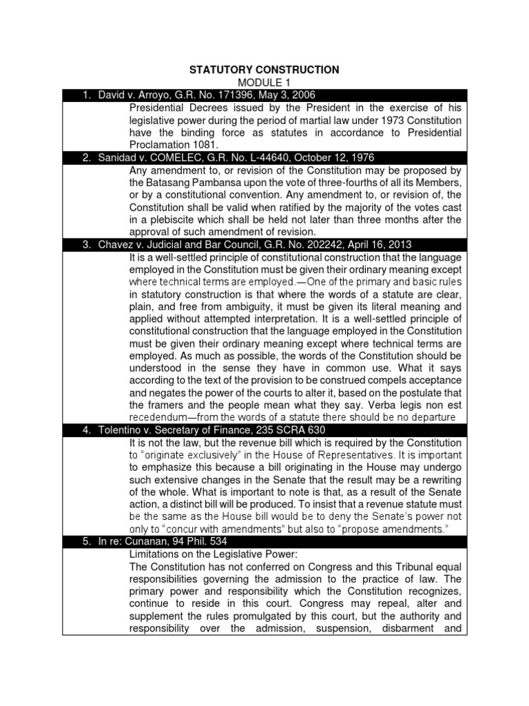 1B Statutory Construction Module 1 | PDF | Statutory Interpretation ...