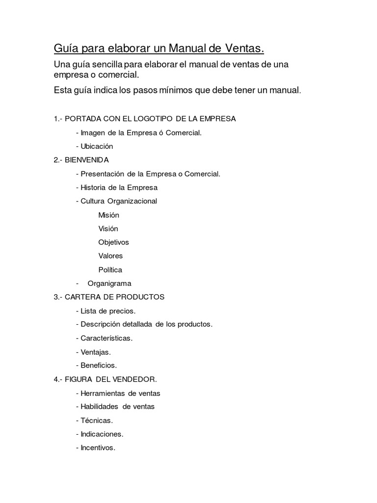 Guía para Elaborar Un Manual de Ventas | PDF