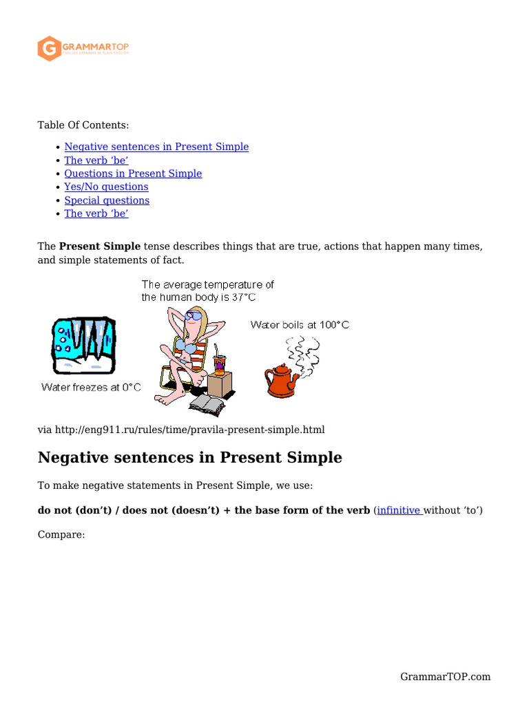 Present Simple Grammar Guide | PDF | Question | Verb