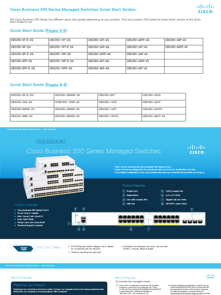 Cisco Business 350 Series Managed Switches Quick Start Guides | PDF ...