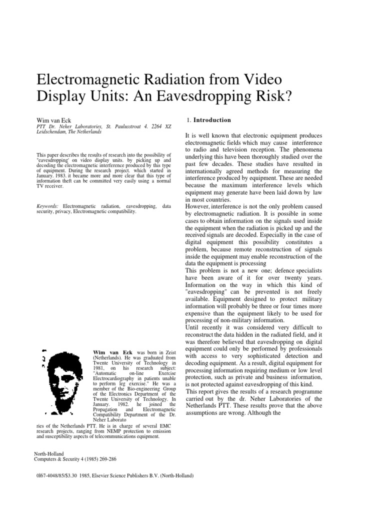 01 - 1985 - Wim Van Eck - Electromagnetic Radiation From Video Display ...