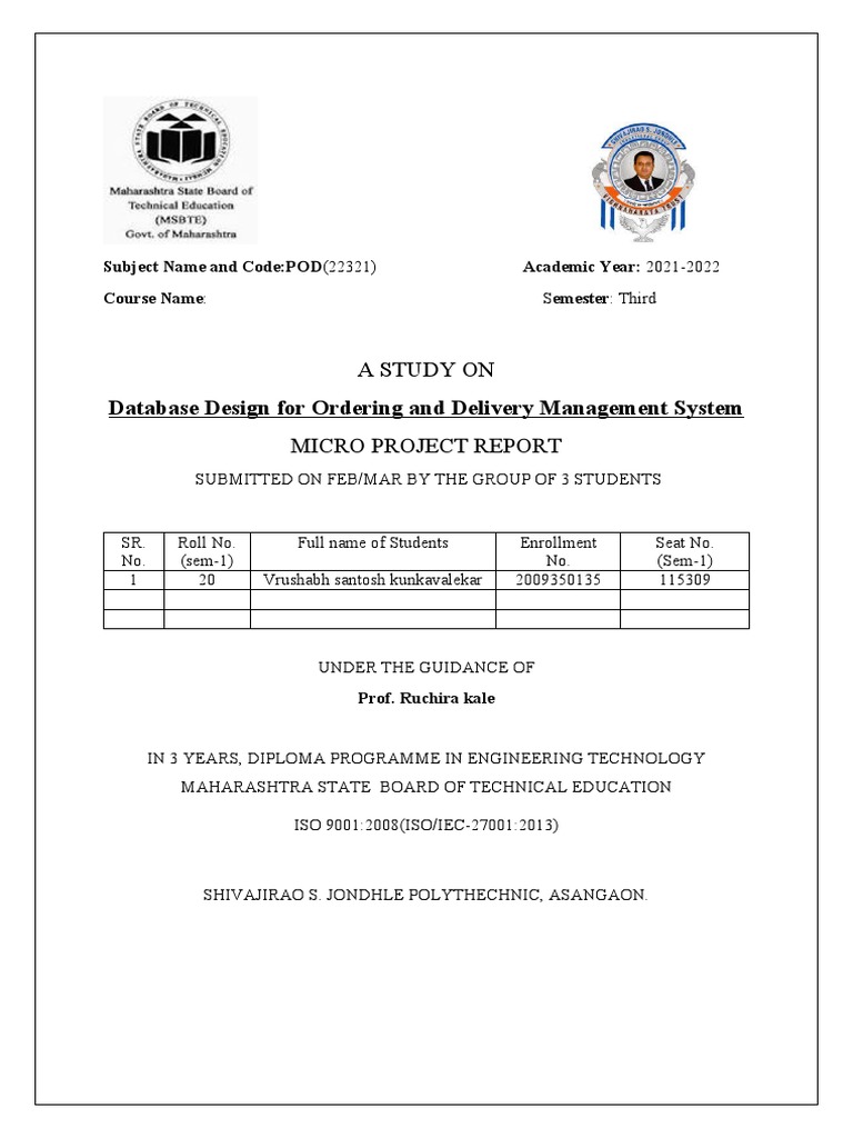 Half Report Micro Project | PDF | Databases | Database Design