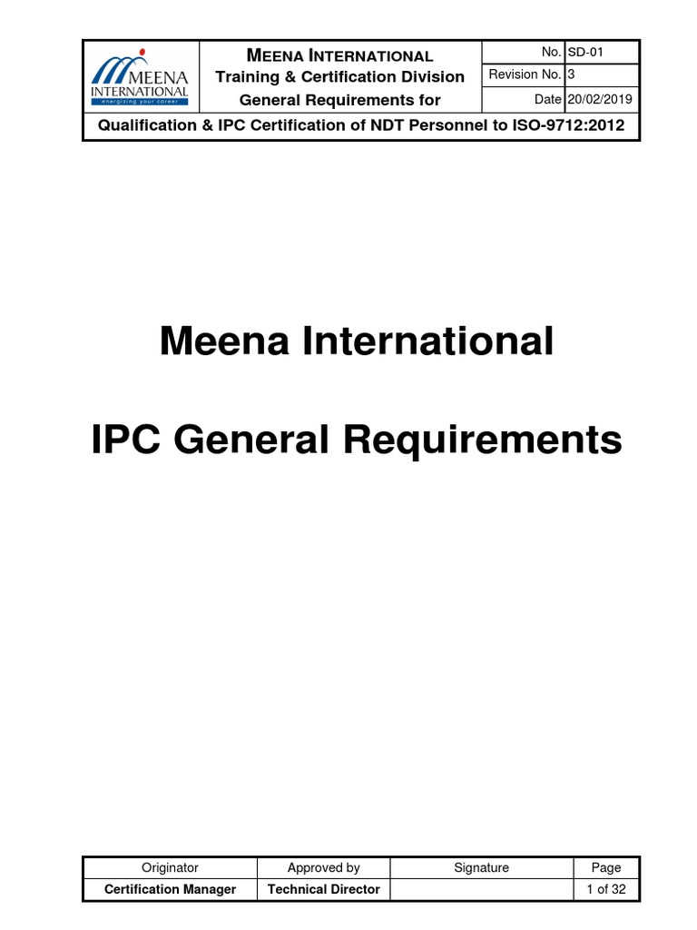 SD 01 Ipc Scheme General Requirements Rev 3 | PDF | Nondestructive ...