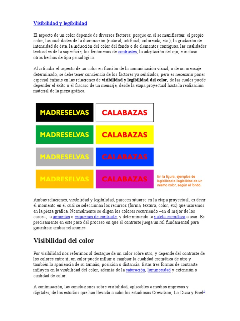 Visibilidad y Legibilidad | PDF | Color | Tipografía