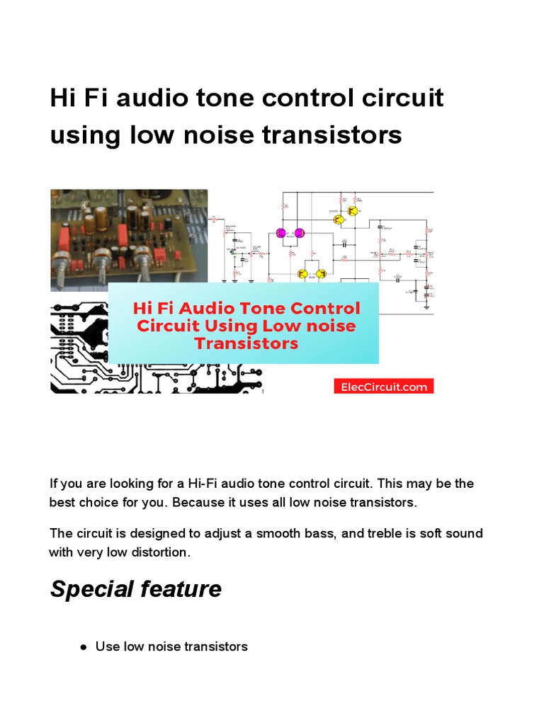Hi Fi Audio Tone Control Circuit Using Low Noise Transistors | PDF ...