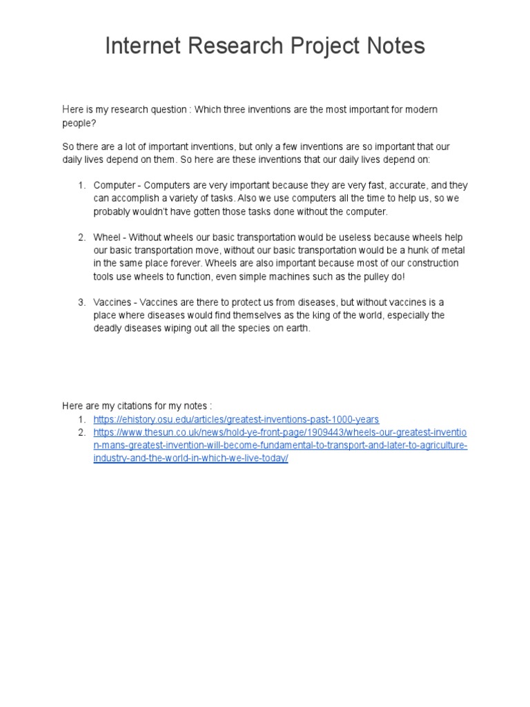 Research Project Notes | PDF
