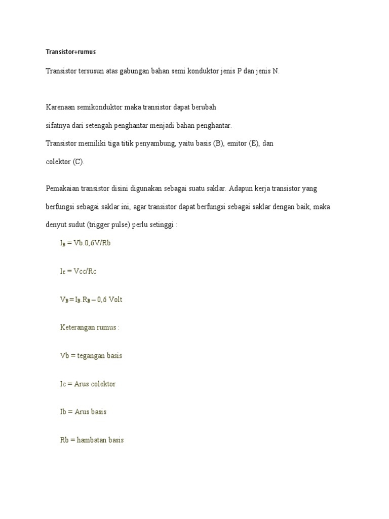Rumus Transistor Fet