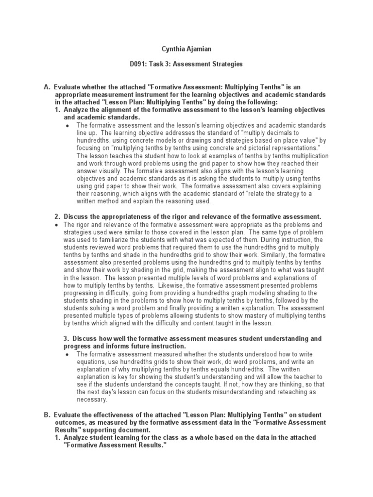 Cynthia Ajamian D091 - Task3 | Download Free PDF | Educational ...
