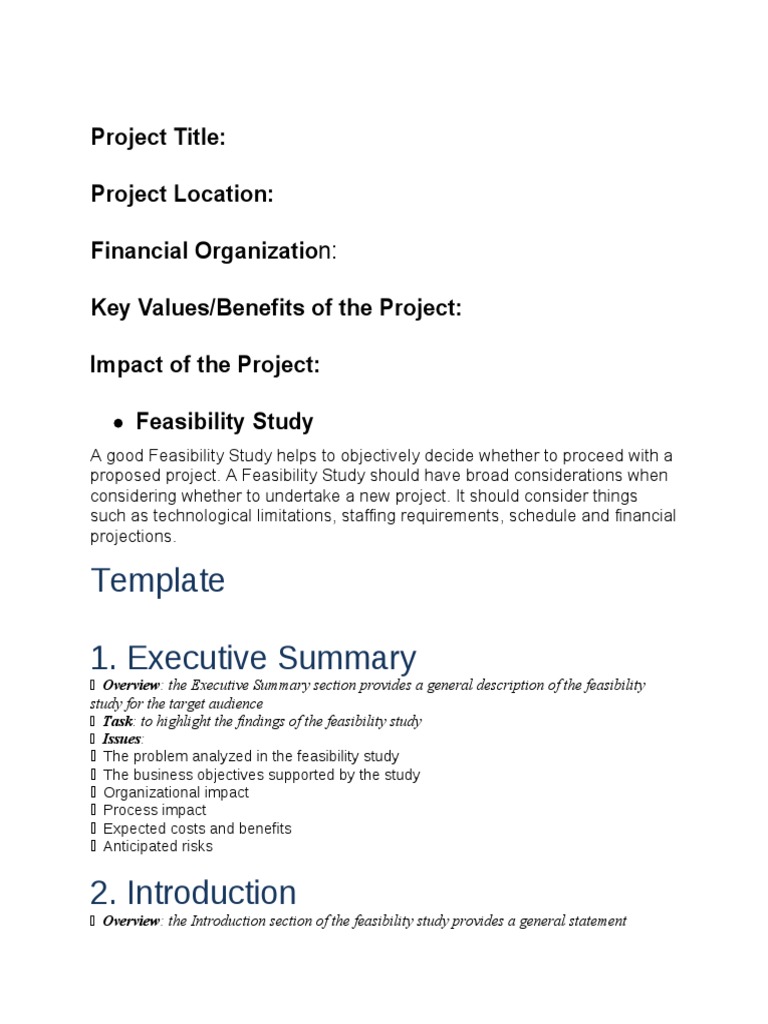 Template 1. Executive Summary | PDF | Feasibility Study | Cost–Benefit ...