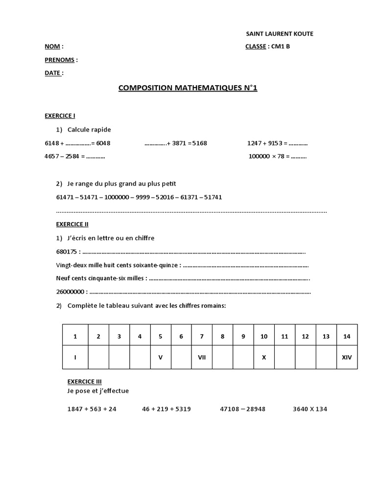 Exercice De Math Cm1 Imprimer Exercices De Maths Cm1 Pdf