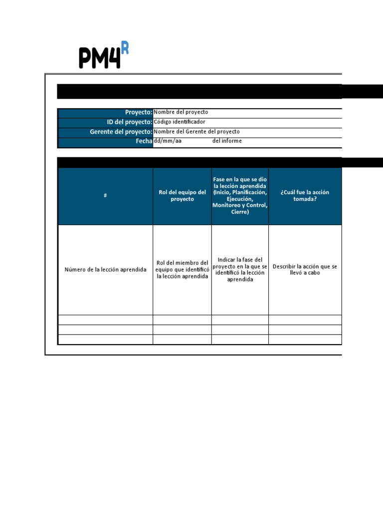 Lecciones Aprendidas Plantilla y Ejemplo | PDF